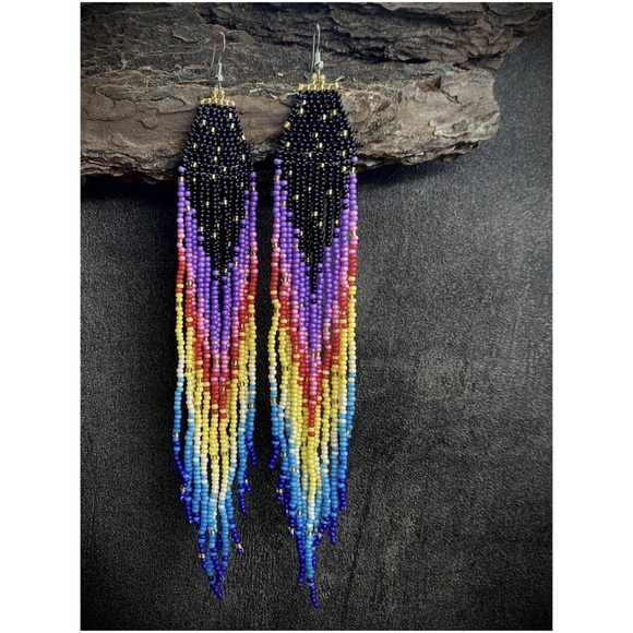 Jewelry | Boho Rainbow Bead Long Drop Earrings | Poshmark